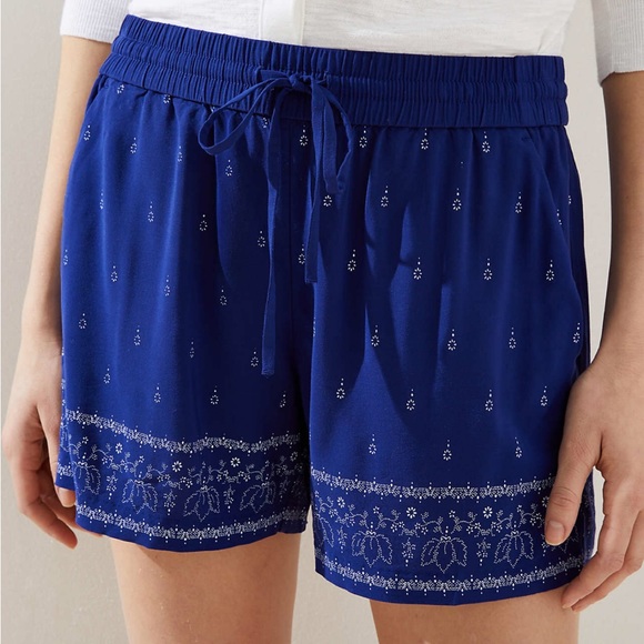 LOFT | Shorts | Loft Border Fluid Drawstring Shorts With 4 Inch Inseam ...